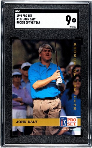 1992 PRO SET #187 JOHN DALY ROOKIE OF THE YEAR GOLF CARD SGC 9 MT ...