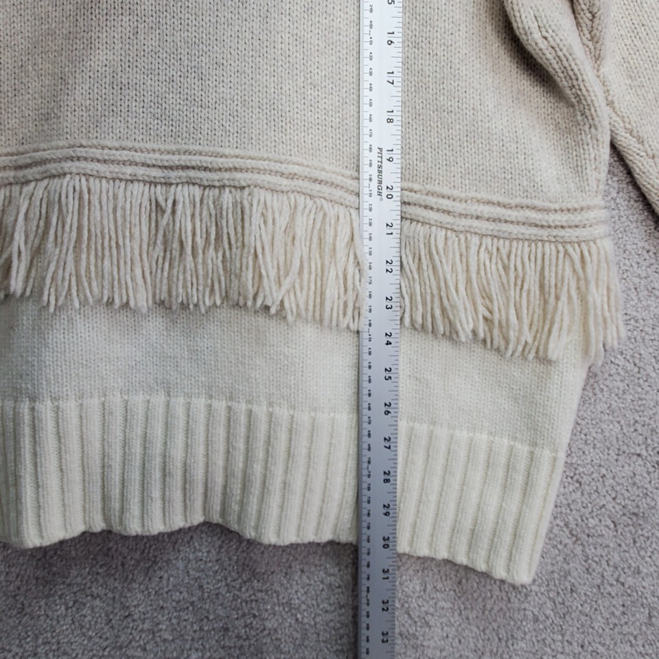 Madewell Colorblock Fringe Cardigan Sweater Women's M Heather Stone ...