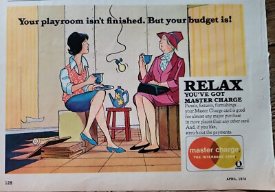 1974 Master Charge card playroom isnt finished your budget is vintage ...