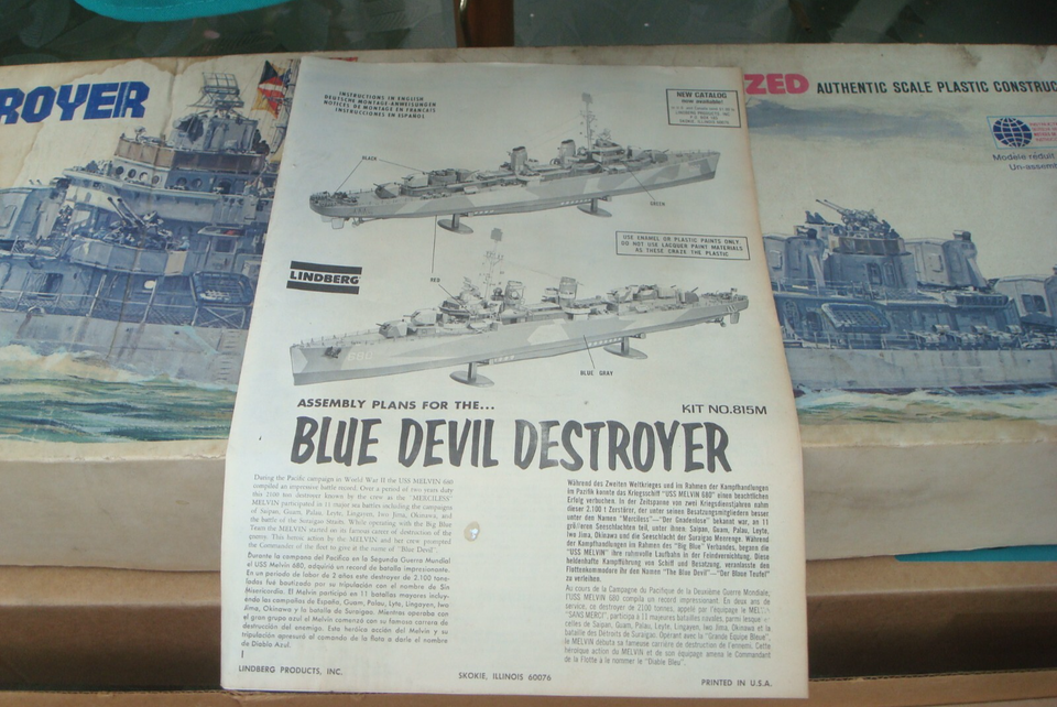 Lindberg Blue Devil Destroyer Fletcher Class Kit. | eBay