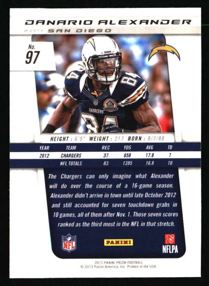 Danario Alexander 2013 Panini Prizm #97 FOOTBALL Card | eBay