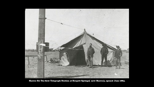 Marree SA The first Telegraph Station at Hergott Springs 1884 postcard ...