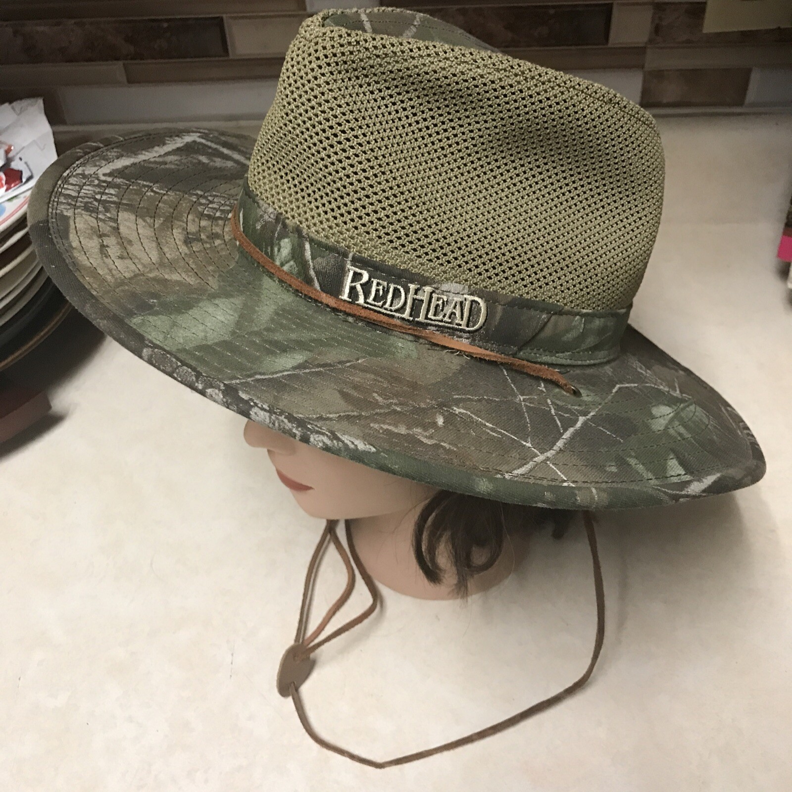 Red Head Camo Safari Hunting Fishing Mesh Vented Hat Size Small | eBay