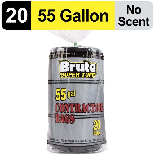 Brute Super Tuff Contractor Bags, 55 Gallon, 20 Bags (Twist Tie) | eBay