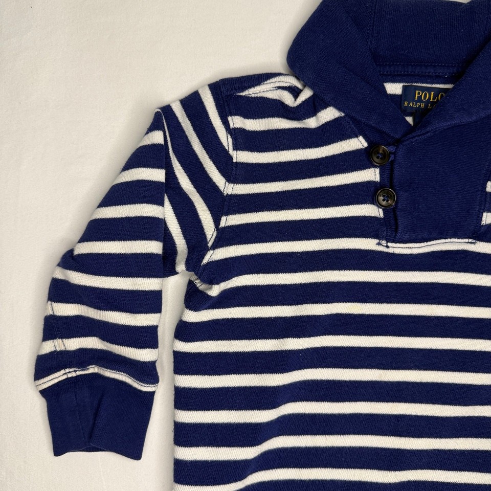 Polo Ralph Lauren Pullover Toddler 2T Navy White Stripe Logo Preppy ...