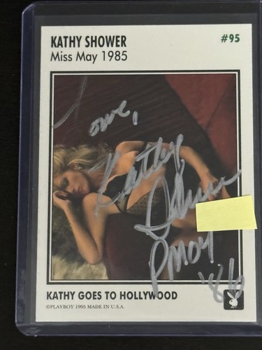 KATHY SHOWER SIGNED PLAYBOY CARD PLAYMATE OF THE MONTH 1985 | eBay