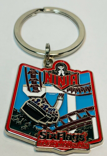 Six Flags Magic Mountain Coaster Moving NINJA Enamel Keychain New | eBay