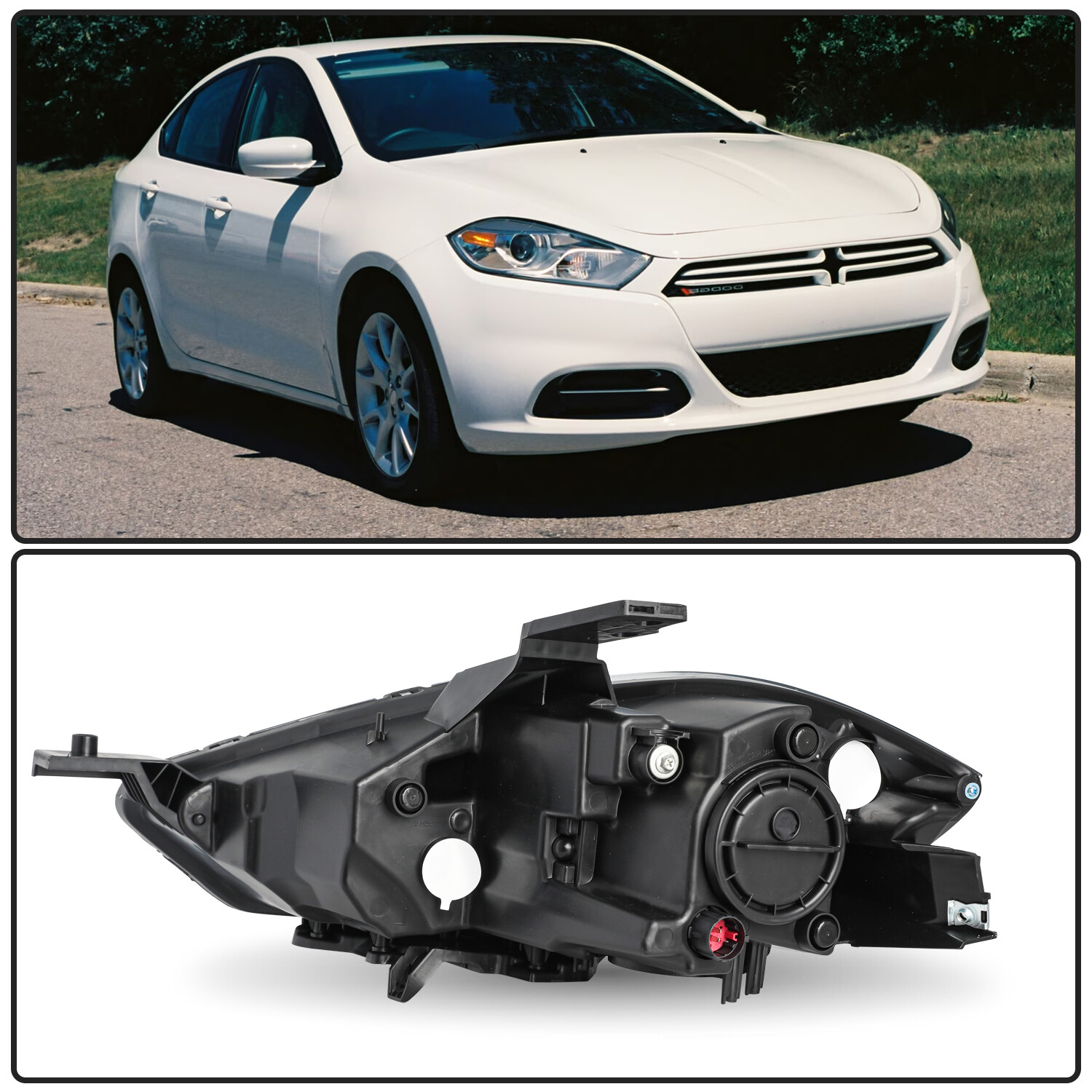 For 2013-2016 Dodge Dart Halogen W/Chrome Bezel Headlights Pair ...