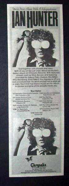 Ian Hunter You're Never Alone with a Schizophrenic 1979 Small Poster ...