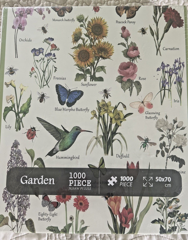Vintage Flower Garden Puzzle 1000 Pieces Flowers and Birds 744110615708 ...