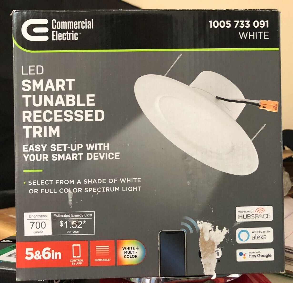 5 in./6 in. Smart Hubspace Color Selectable CCT Integrated LED Recessed ...