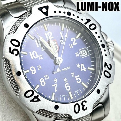 LUMINOX Marine Series 1594 Blue Dial 38mm Silver Case Waterproof Rare ...