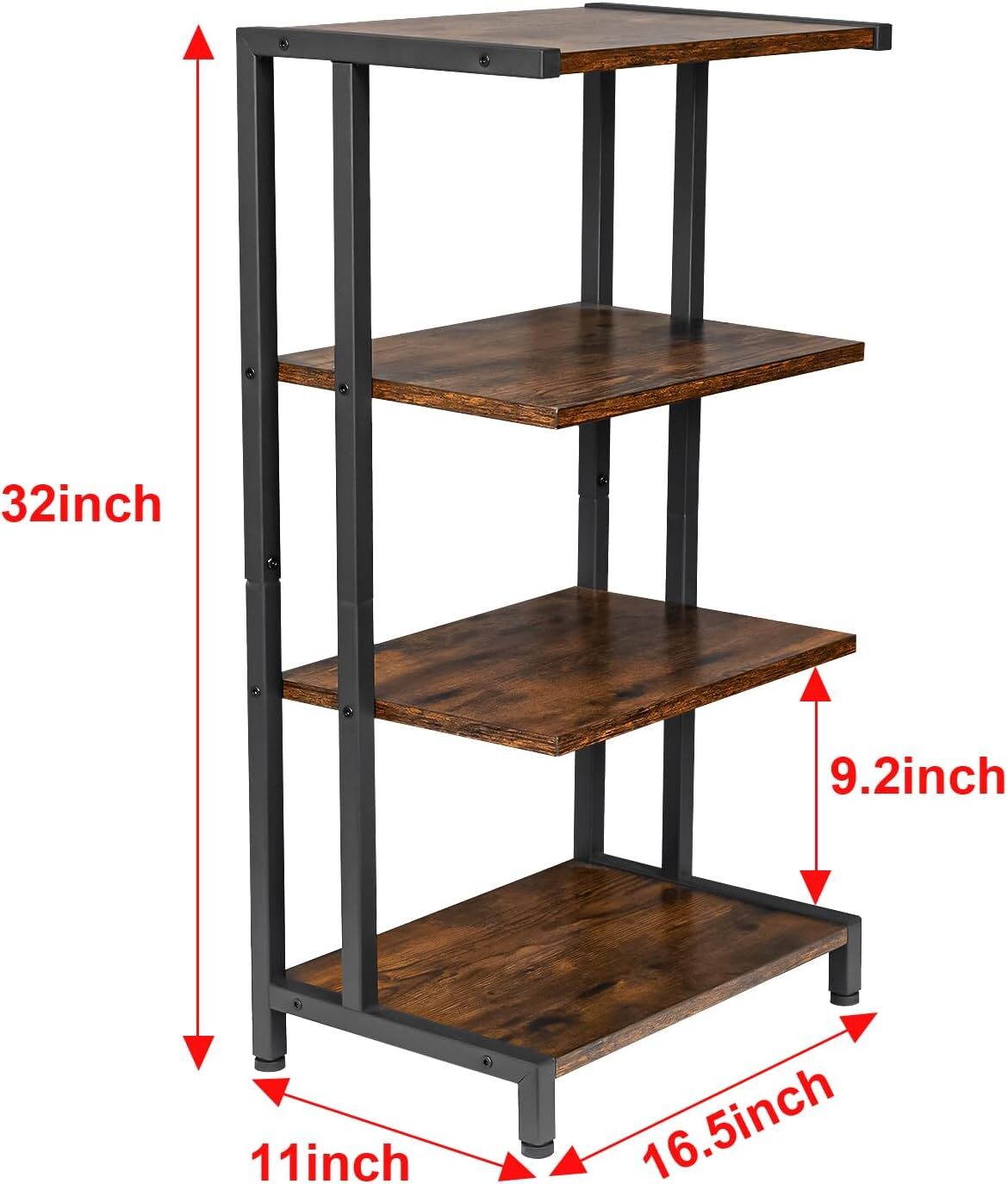 4-Tier Media Stand Corner Shelf Wooden Component Cabinet Stereo Audio ...