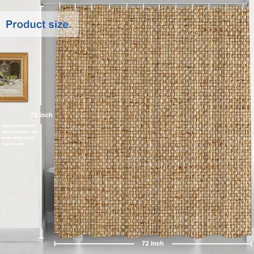 Imitation Yellow Linen Texture Jute Pattern Decorative Shower Curtain ...