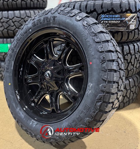 20x9 Fuel FC853 Darkstar Black Wheels 32" RT Tires 8x170 Ford Excursion ...