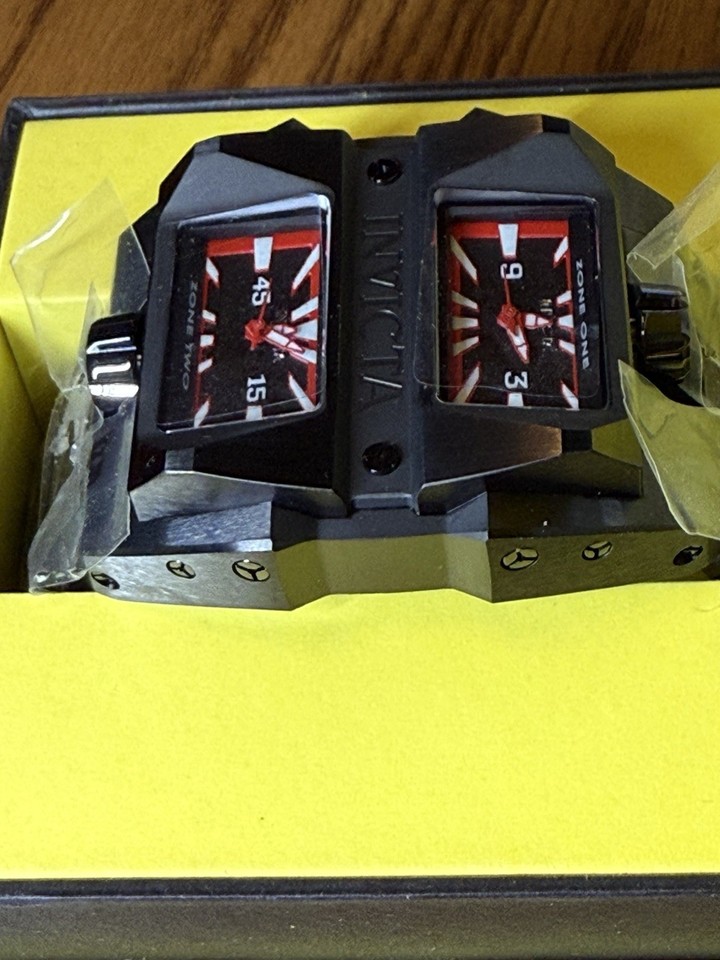 New Invicta 41709 Akula 50mm Black/Red Duel Time Push Button Butterfly ...