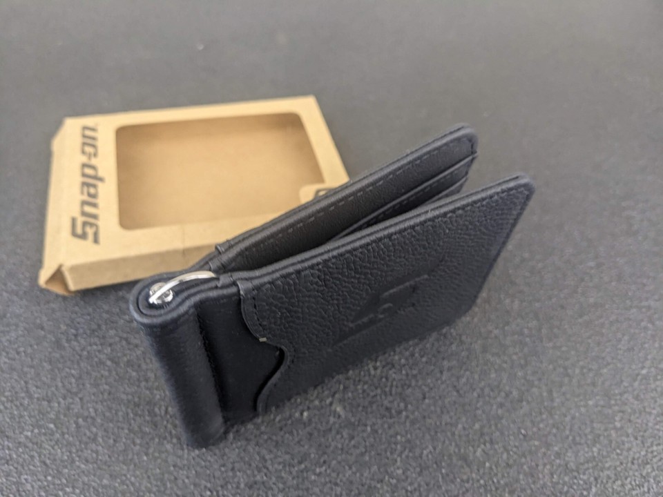 #bj787 Snap On Tools Black Leather Money Clip Bifold Wallet With Wrench ...