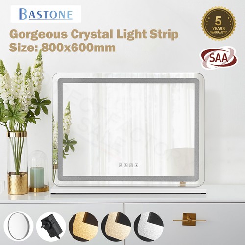 Crystal Strip LED Light Vanity Tabletop Wall Makeup Mirror Touch ...