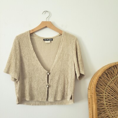 Vintage Cropped Cardigan Cream 12p | eBay