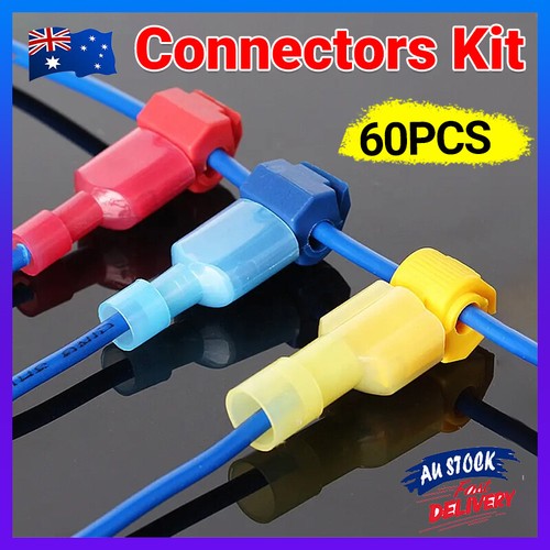 60PCS T-Tap Electrical Wire Crimp Terminals Quick Splice Cable ...