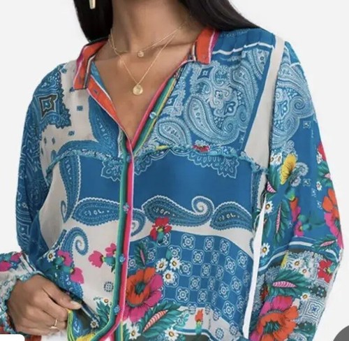 Johnny Was MEDIUM Karla Button Up Print Shirt Long Sleeve | eBay