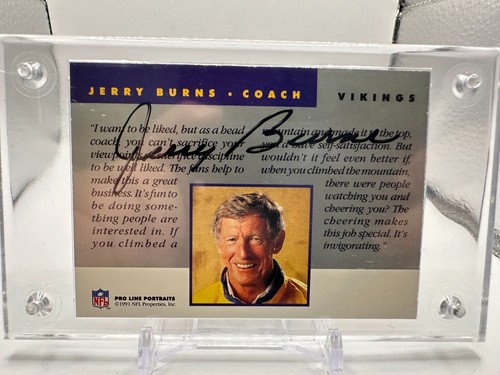 Jerry Burns Signed 1991 Pro Line Portraits Card w/Stamp Autographed ...