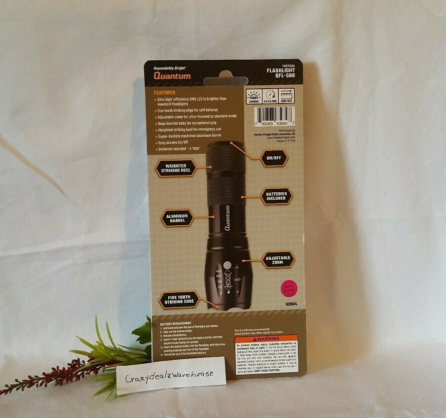 Quantum Focusing Tactical Flashlight QFL588 3 Modes 588 lumens 538 Ft ...