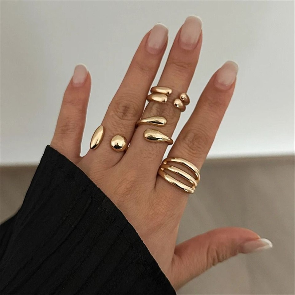 4Pcs Stackable Adjustable Open Rings Hug Shape Finger Ring Jewelry for ...