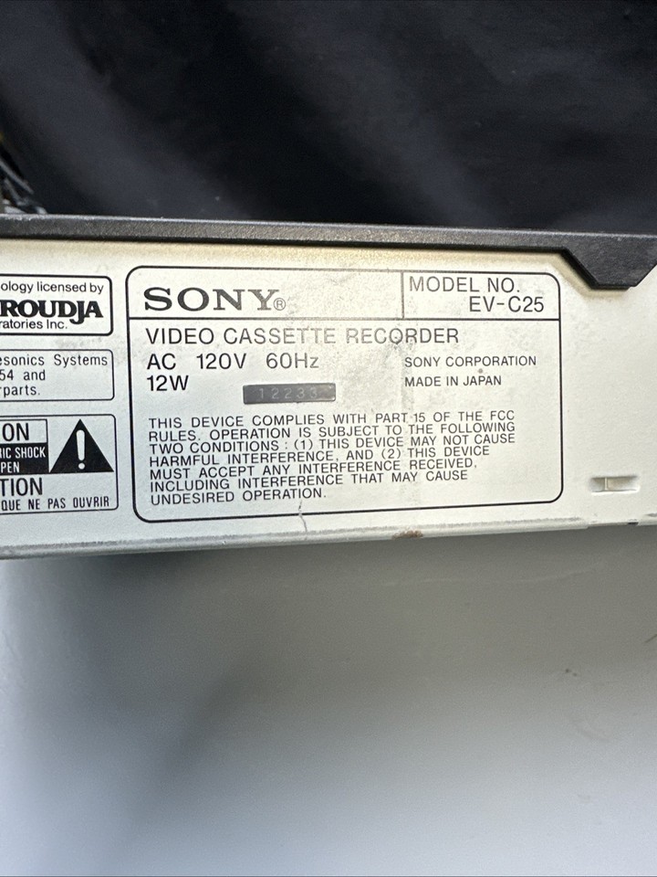 Sony EV-C25 NTSC Hi-Fi Stereo VCR Made in Japan Video 8 Player | eBay