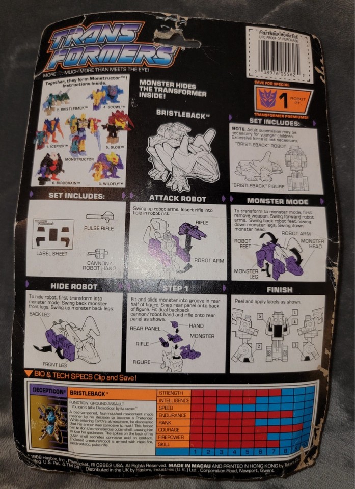 Vintage Transformers G1 1989 Monster Pretender "Bristleback ...