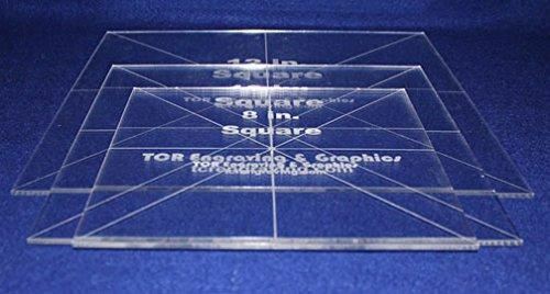 3 Pc Square Set 8",10",12"- 1/8" Clear Acrylic - Quilting Templates- No ...