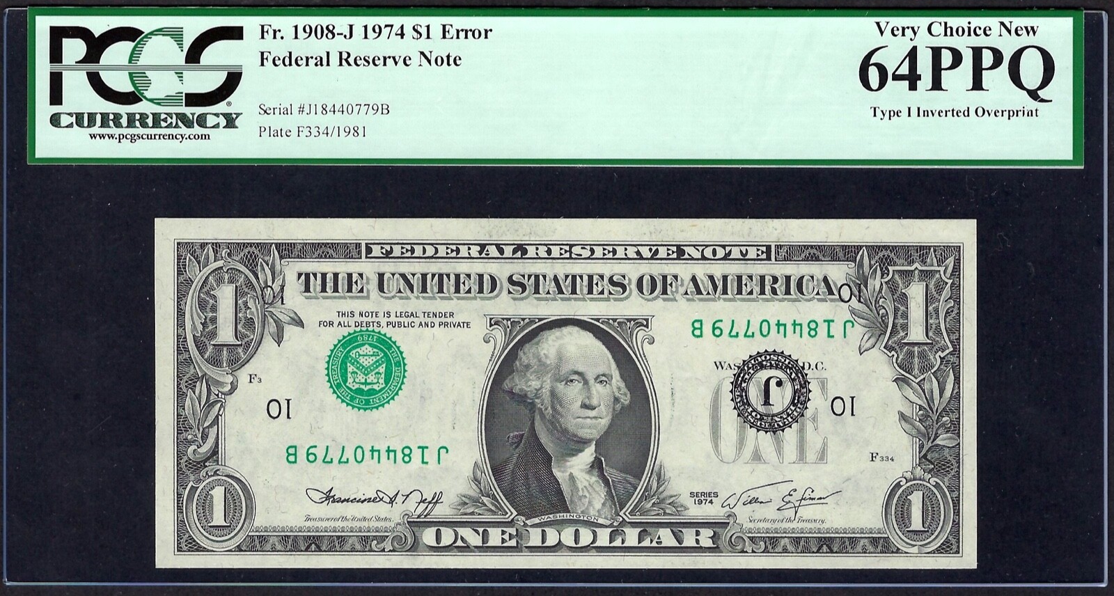 🇺🇸 ERROR 1974 $1 ♚♚INVERTED OVERPRINT♚♚ PCGS VERY CH NEW 64 PPQ | eBay
