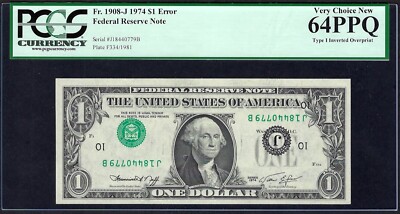 🇺🇸 ERROR 1974 $1 ♚♚INVERTED OVERPRINT♚♚ PCGS VERY CH NEW 64 PPQ | eBay