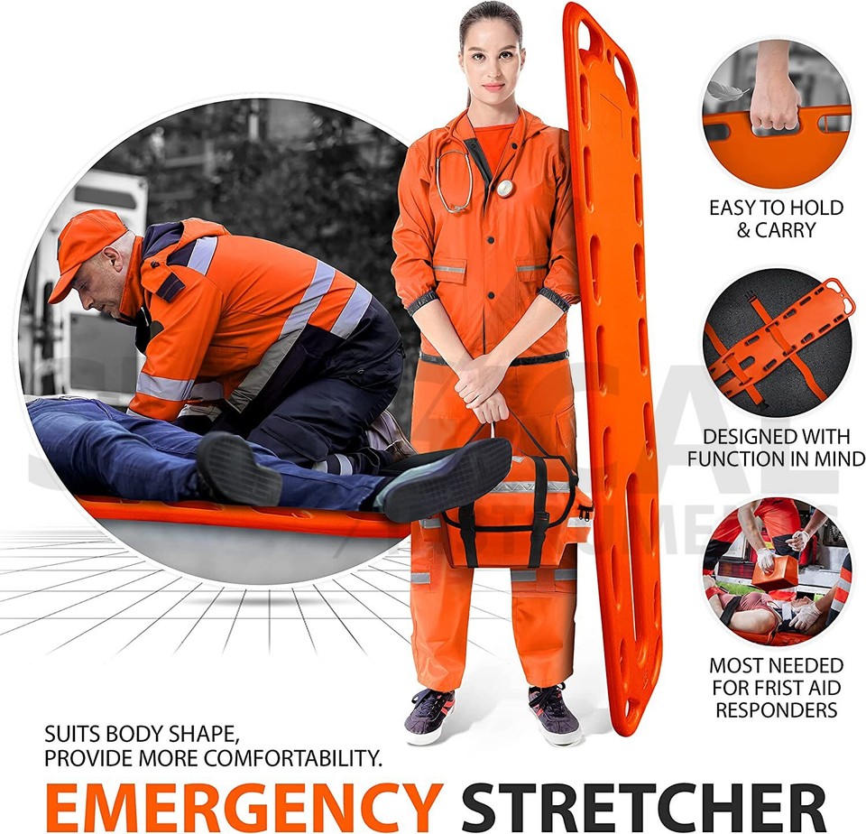 Blue EMT Backboard Spine Board Stretcher Immobilization Kit Free Trauma ...