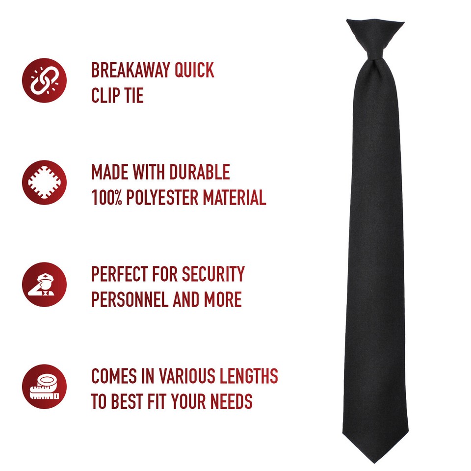 Police Issue Clip-On Neckties in Black 16-22 Inch Lengths Breakaway ...