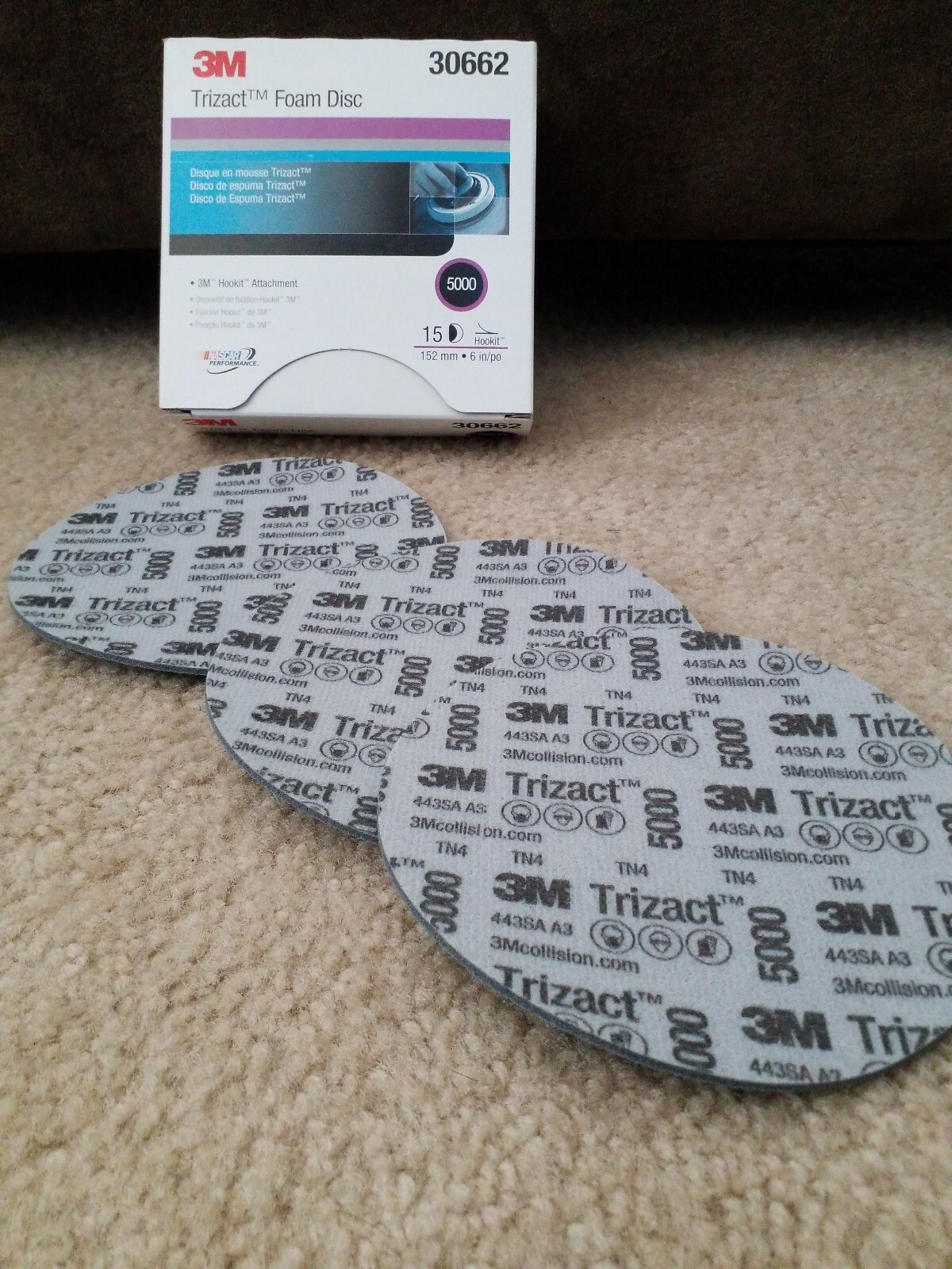 3M 30662 Trizact P5000 GRIT FOAM HOOKIT DISCS 6" (3 DISCS) Fast ...