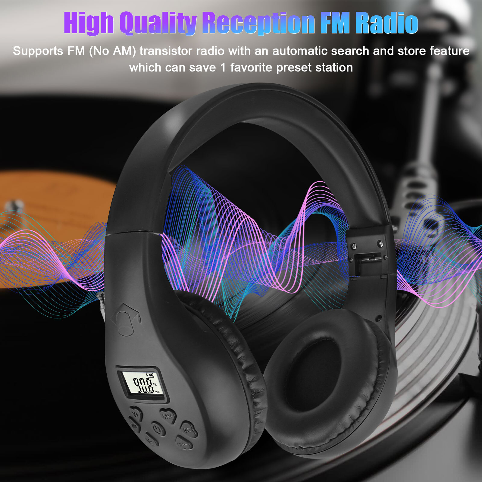 Foldable Stereo Bass Sound FM Radio Reception Headset Noise Reduction ...