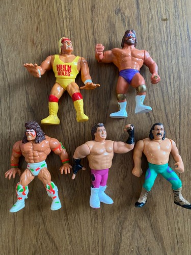 Hasbro WWF Wrestling Figure Lot Macho Man Hogan Warrior Beefcake Jake ...