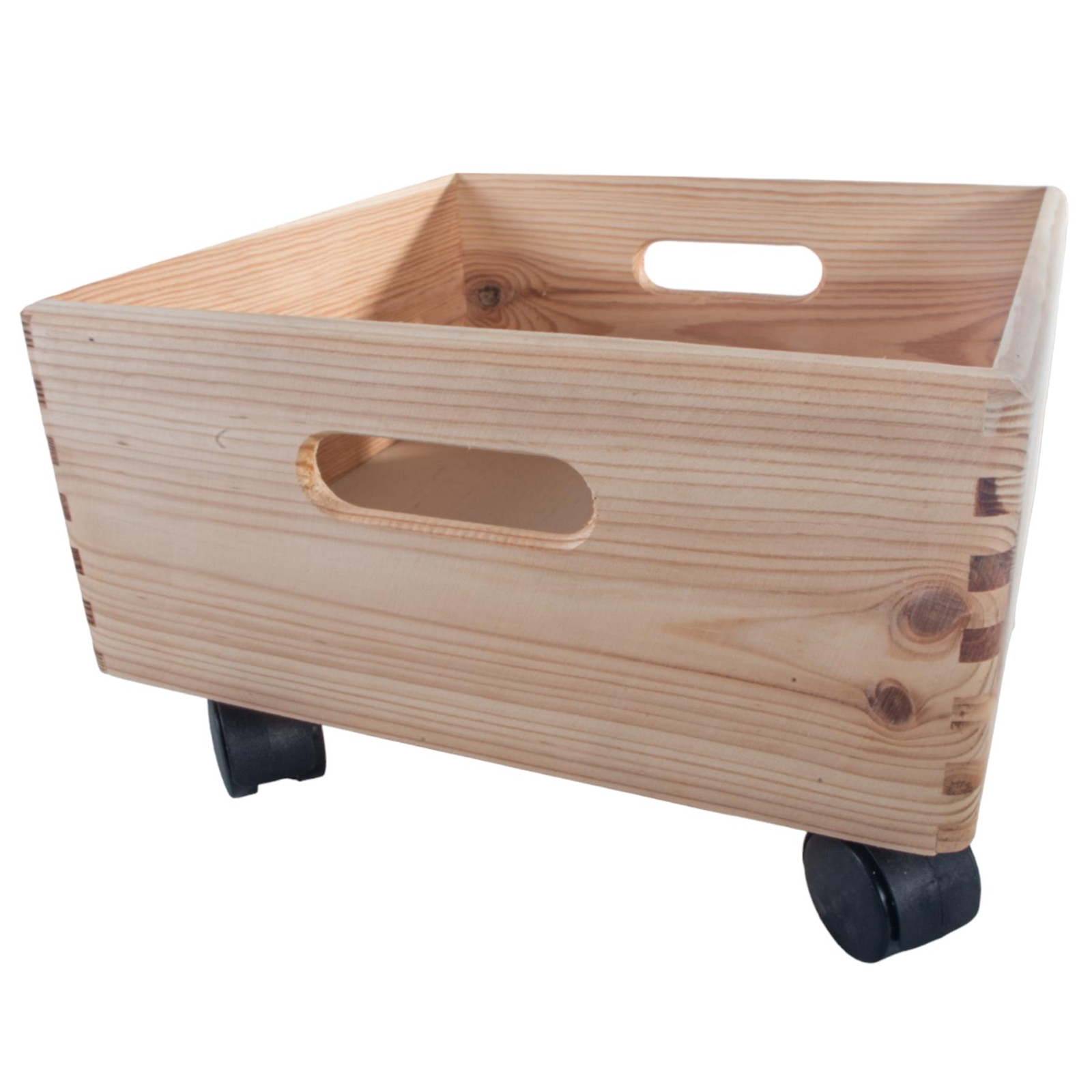 Wooden Wheeled Storage Crates | 2 Sizes | Plain Wood Box Moving ...