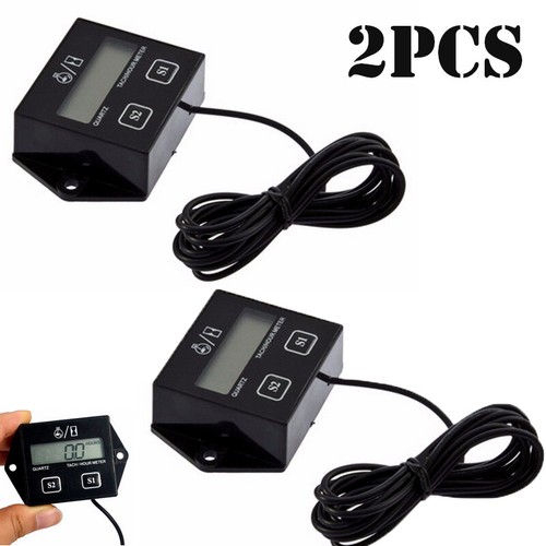 2PCS Digital LCD Engine RPM Tach Tachometer Hour Meter Gauge For ...