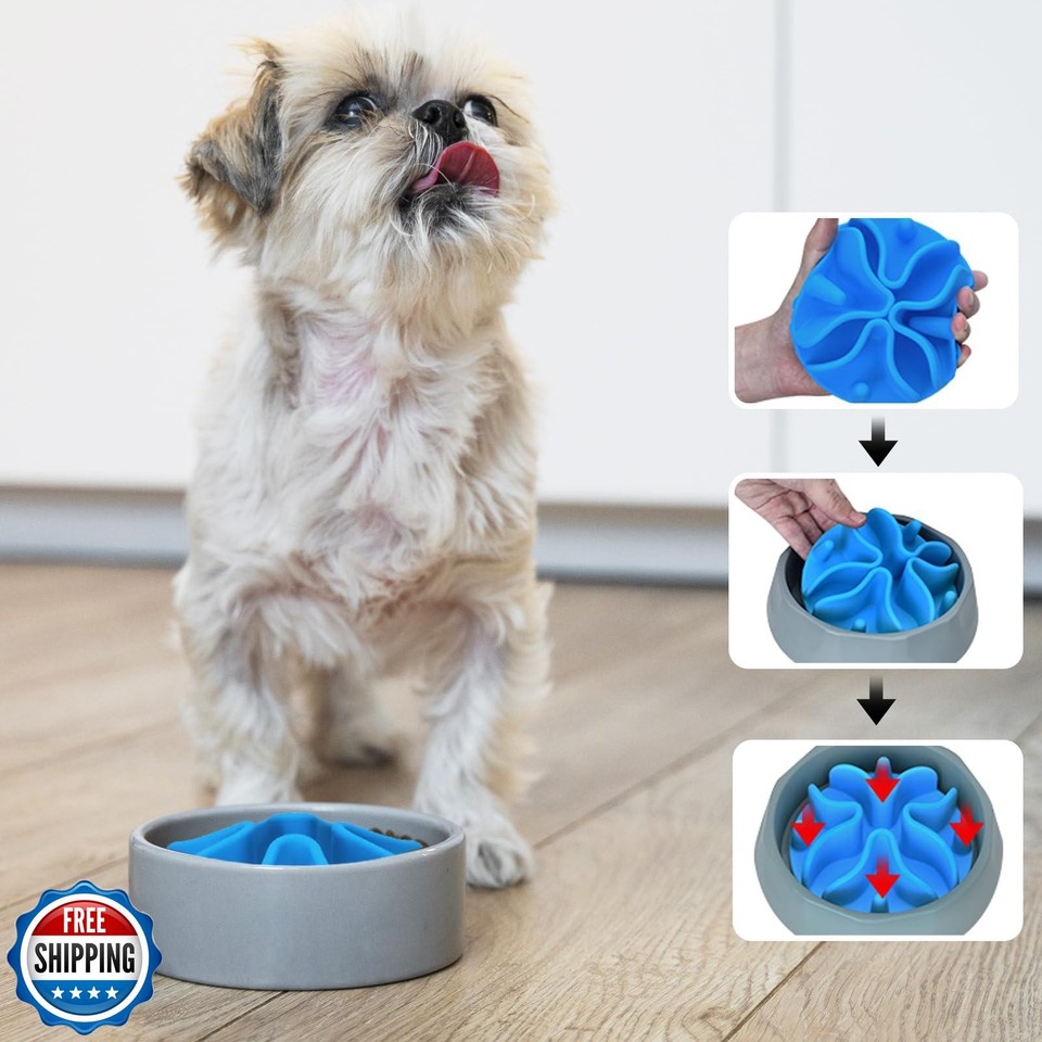 Slow Feeder Dog Bowls Insert, Silicone Slow Feeder Bowl with Strong ...