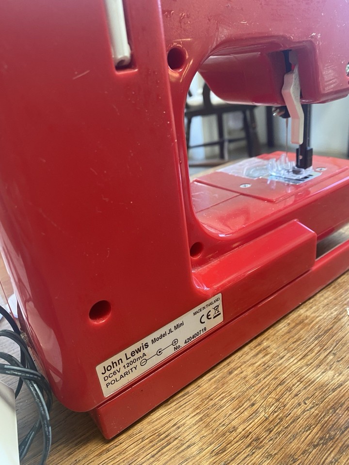 John Lewis JL Mini Sewing Machine Red with Pedal 10 Stitch Options ...
