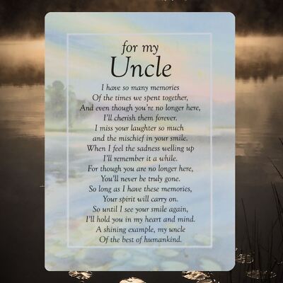 For My Uncle - Graveside Waterproof Memorial Card | Sentiment Poem ...