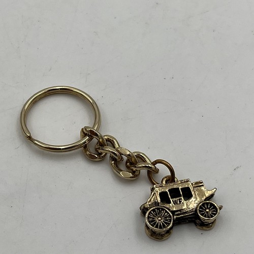 Wells Fargo Stagecoach Wagon Dangle Charm Keychain Vintage Brass Tone ...
