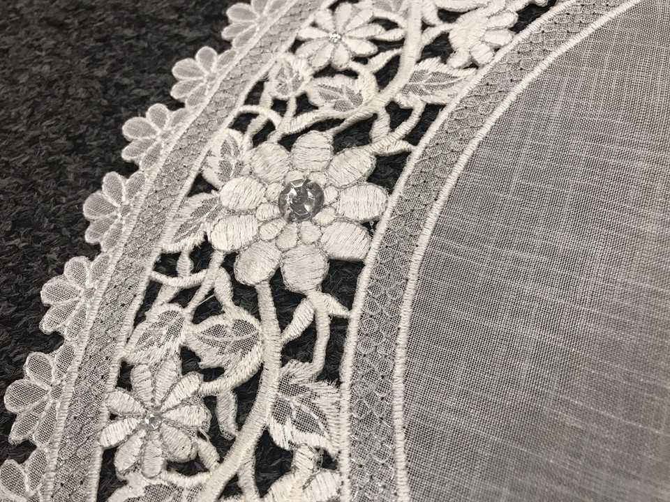 2 Pieces 17" Embroidery Organza Lace Cutwork Doily Doilies White Silver ...