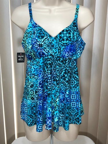 Swim Solutions Tankini 10 Underwire Swim Top Fits up to D Cup Blue ...