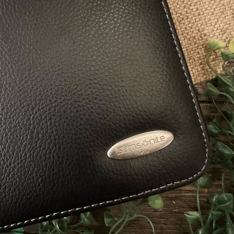 Samsonite Black Pebbled Faux Leather Portfolio Notepad Organizer 12” x ...