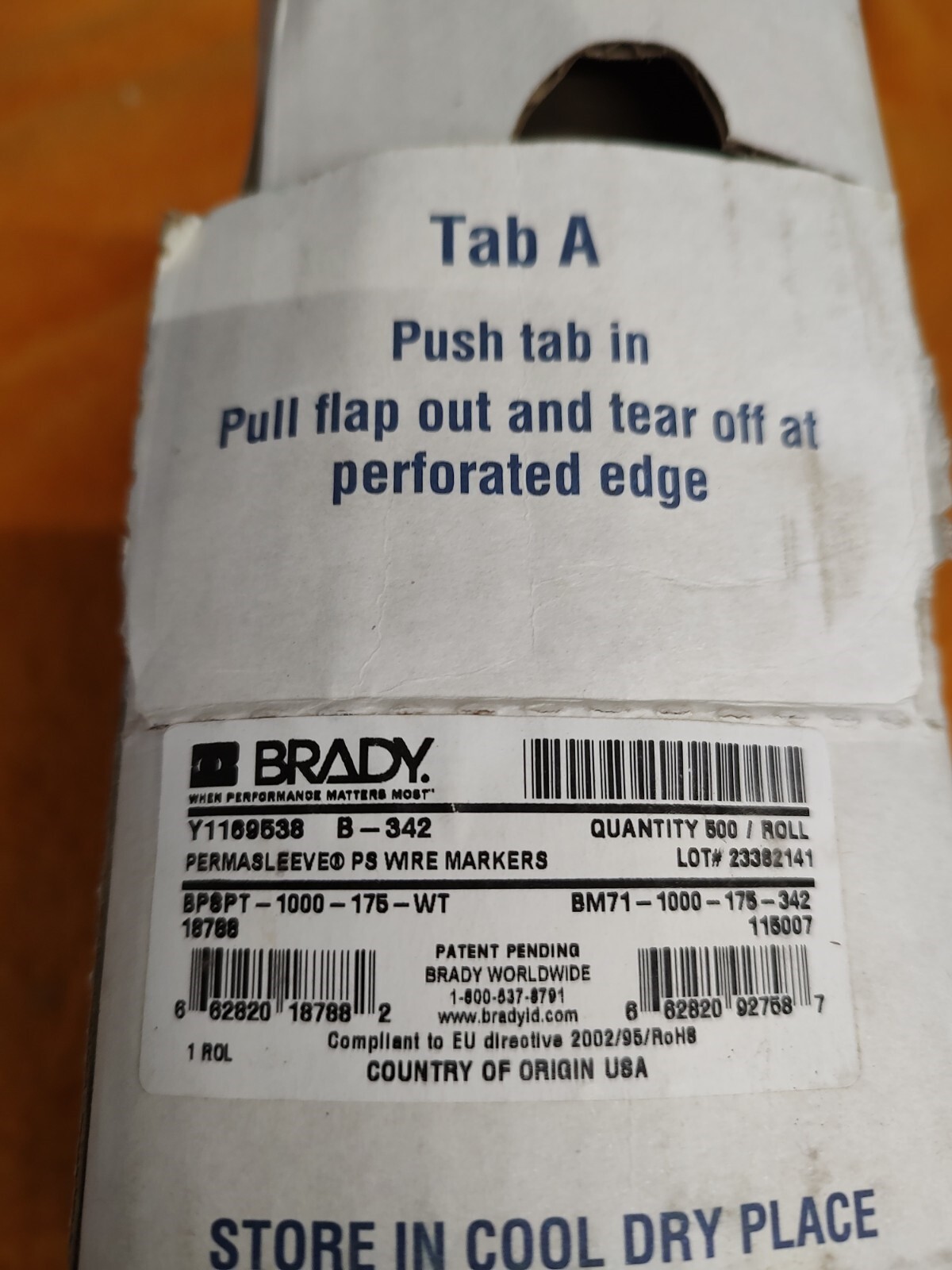 NEW, Brady BM71-1000-175-34 Bulk PermaSleeve Wire Marker Sleeves (Roll ...