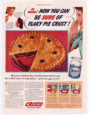 Print Ad Crisco 1941 Pie Crust Recipe Flaky Full Page Large Magazine 13 ...
