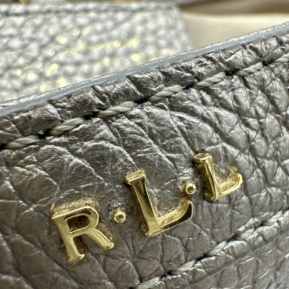RLL Ralph Lauren Fairfield City Shopper Shoulder Metallic Satchel ...